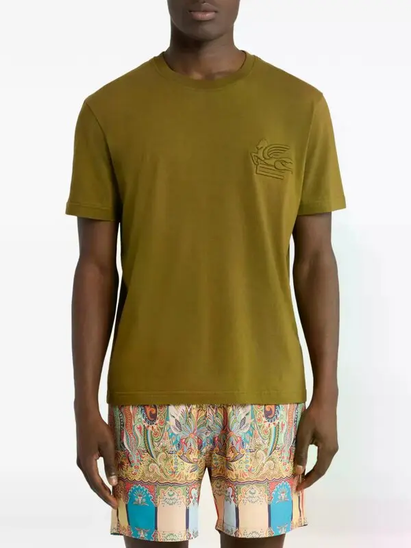 Etro Cotton Jersey T-shirt With Raised Pegaso Logo
