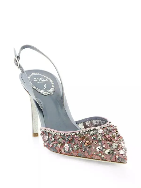 Rene Caovilla Cinderella Crystal-embellished Slingback Pumps - Pink