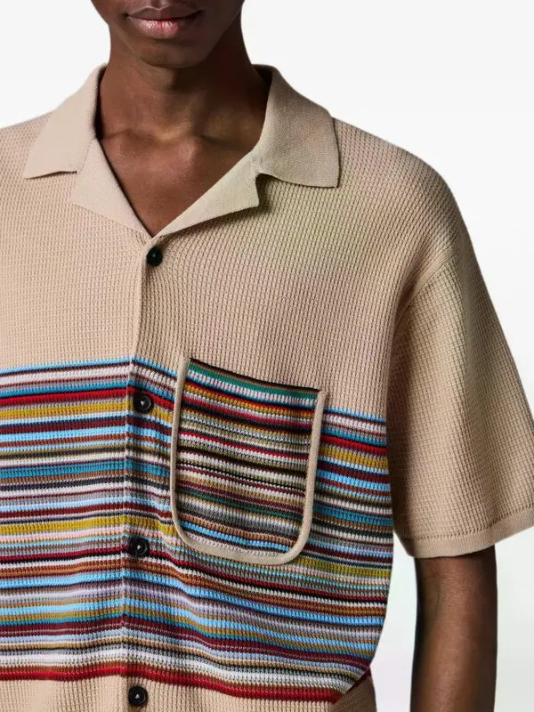 Paul Smith Beige Organic Cotton Signature Stripe Knitted Shirt