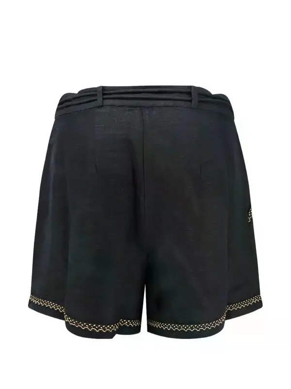 SCARLETT POPPIES Vareli Appliqué-detailed Linen Shorts