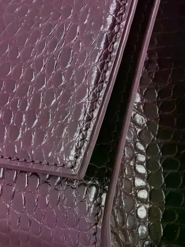 Saint Laurent Monogram Tassel Crocodile Embossed Leather Medium Crossbody Bag - Purple