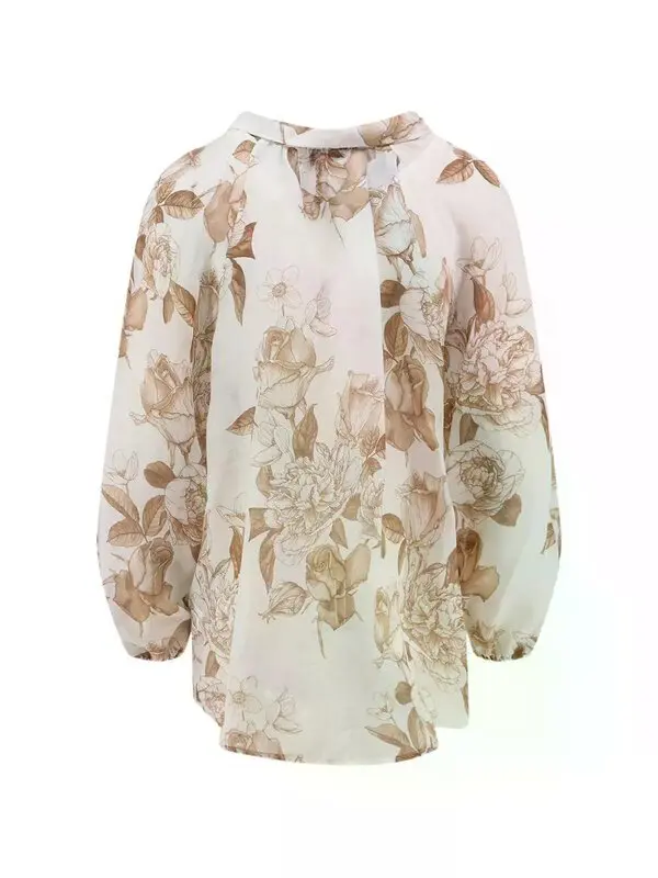 LAVI COUTURE Afrodite Floral-print Puff-sleeve Shirt
