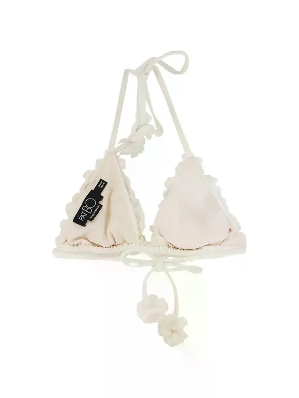 PatBO Sunstone Floral-appliqué Beaded Bikini Top