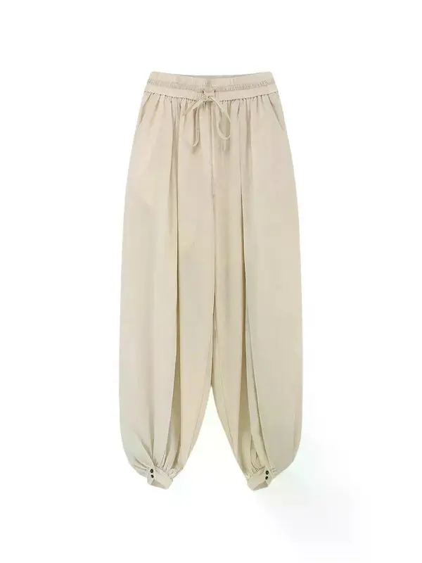 LAMRONS Drawstring-waist Pleated Trousers