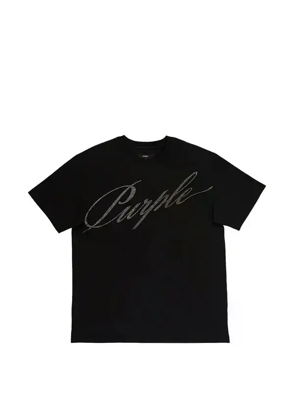 PURPLE BRAND Crystal-embellished Logo-script T-shirt