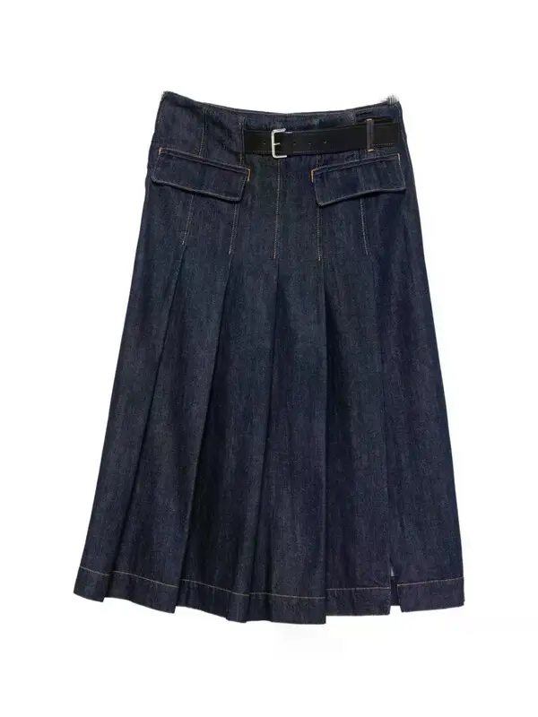 SEMICOUTURE Carla Belted Midi Skirt - Blue