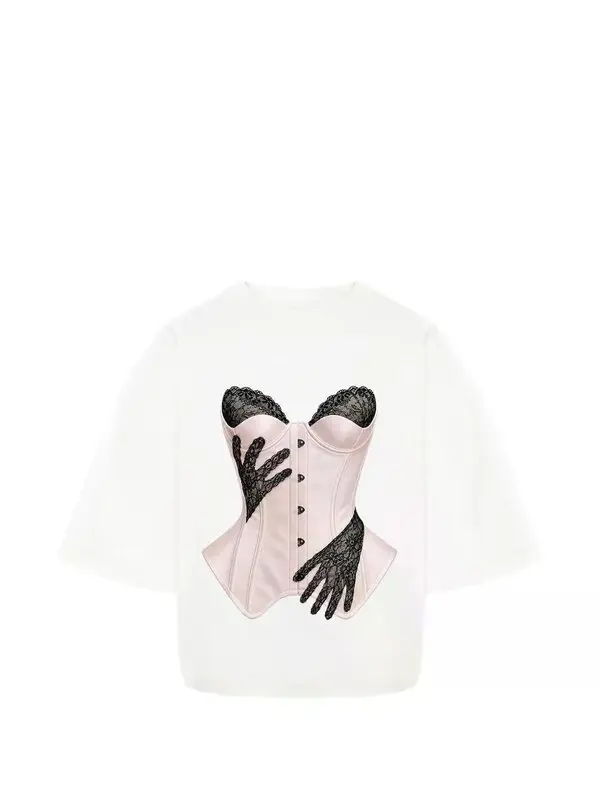 HAMZA Lace-print T-shirt - White