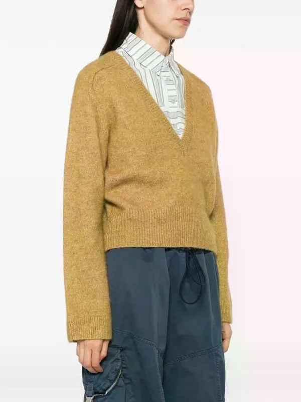 GANNI Ribbed-trim V-neck Sweater