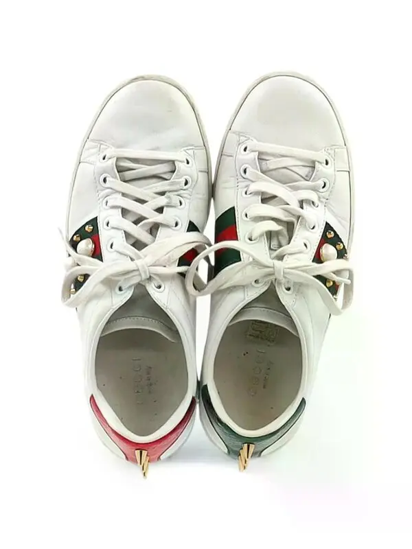 Gucci Ace Faux Pearl Embellished Sneakers - White