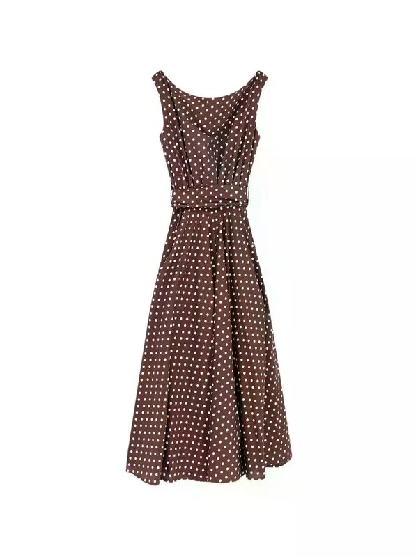 LAVI COUTURE Polka-dot Flared Midi Dress
