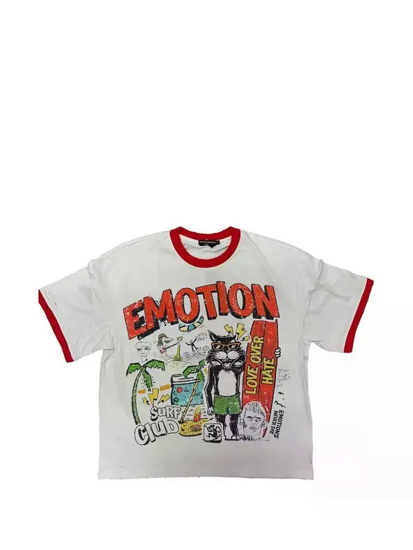Mixed Emotion Surf Club Graphic-print Ringer T-shirt - White
