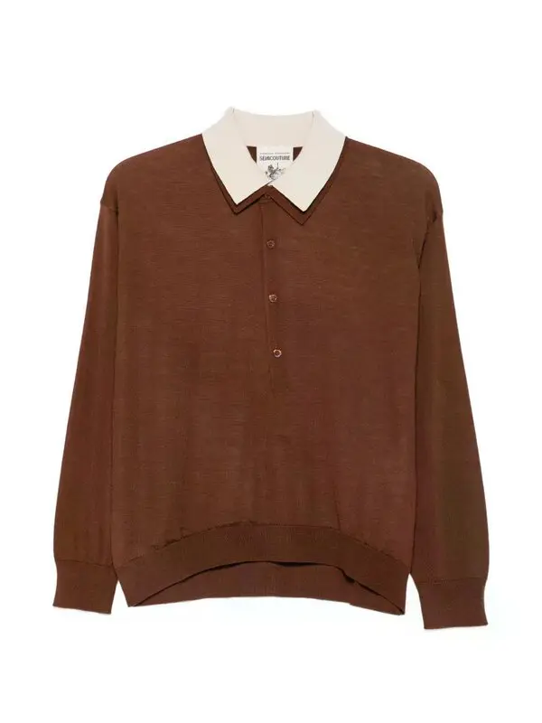 SEMICOUTURE Contrast-collar Sweater - Brown