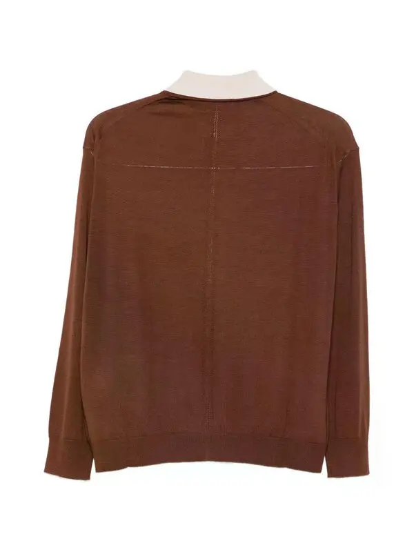 SEMICOUTURE Contrast Collar Sweater - Brown