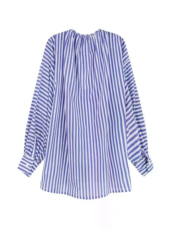 LAVI COUTURE Striped Puff-sleeve Shirt