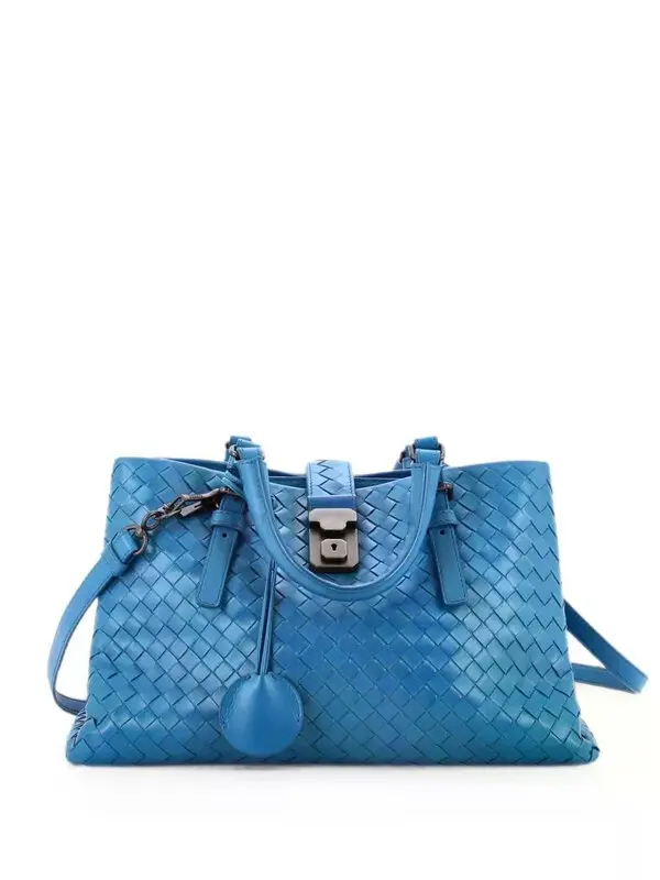 Bottega Veneta Roma Bag Intrecciato Nappa Small Tote Bag - Blue