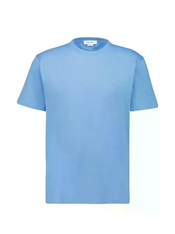 Alexander McQueen Embossed Cotton T-shirt - Blue