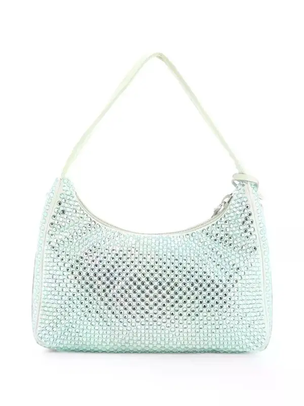 Prada Re-edition 2000 Crystal Embellished Satin Mini Hobo Bag