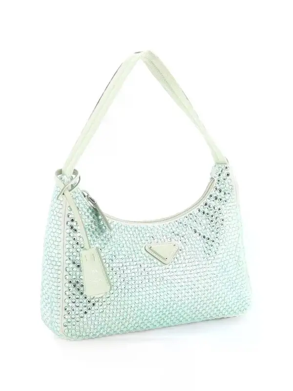 Prada Re-edition 2000 Crystal Embellished Satin Mini Hobo Bag