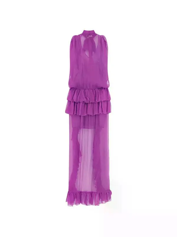 ACTUALEE Ruffled Asymmetric Maxi Dress