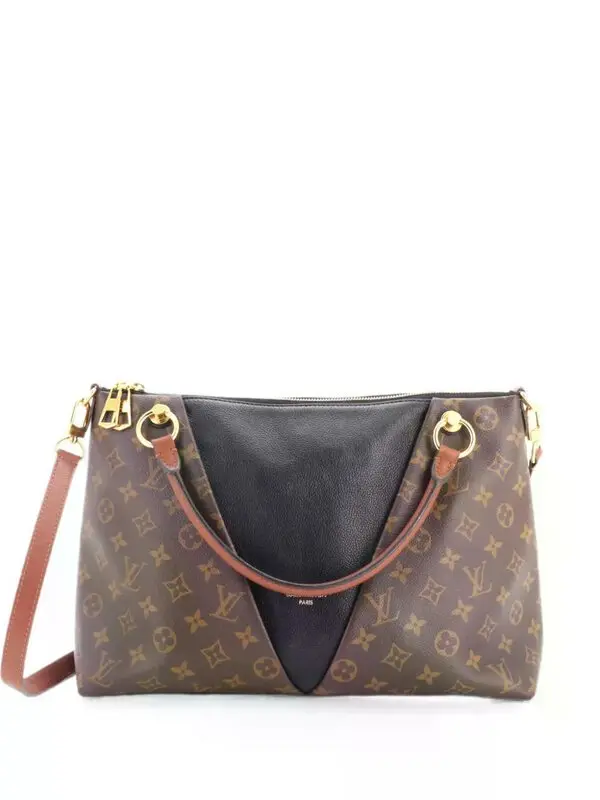 LOUIS VUITTON V Tote Monogram Canvas And Leather Mm Shoulder Bag - Black