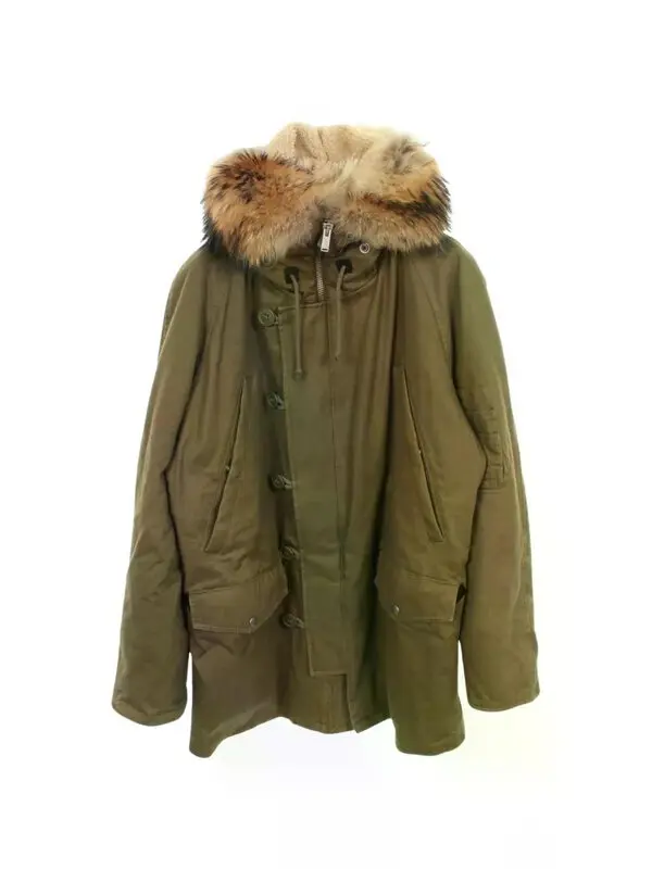 Saint Laurent Zip-up Hooded Coat - Green