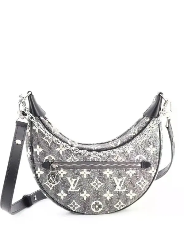 LOUIS VUITTON Monogram Jacquard Denim Loop Hobo Bag - Black