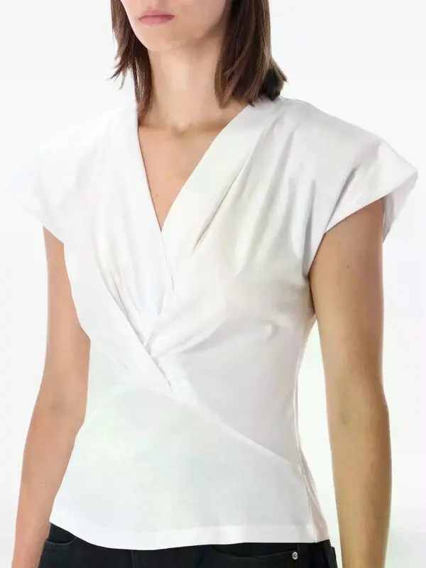 MARANT ETOILE Nadrine Twist Detail Cap-sleeve T-shirt - White