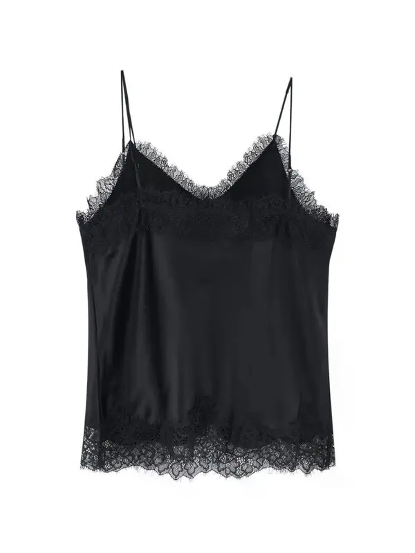 TONYWACK Lace-trim Satin Top