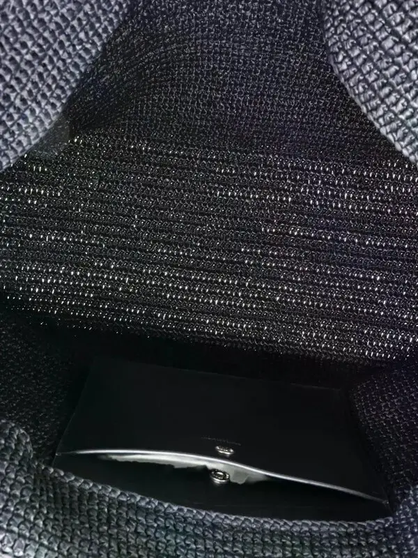 Saint Laurent Logo Supple Embroidered Raffia Tote Bag