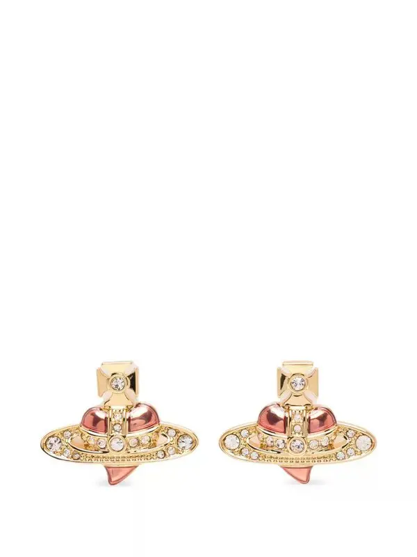 VIVIENNE WESTWOOD Tone Heart Motif Crystal Embellished Orb Stud Earrings - Gold
