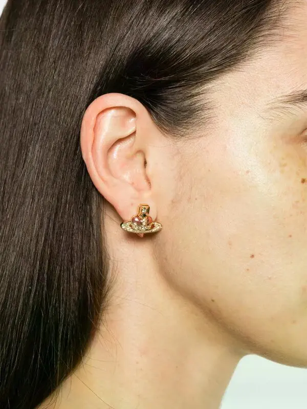 VIVIENNE WESTWOOD Tone Heart Motif Crystal Embellished Orb Stud Earrings