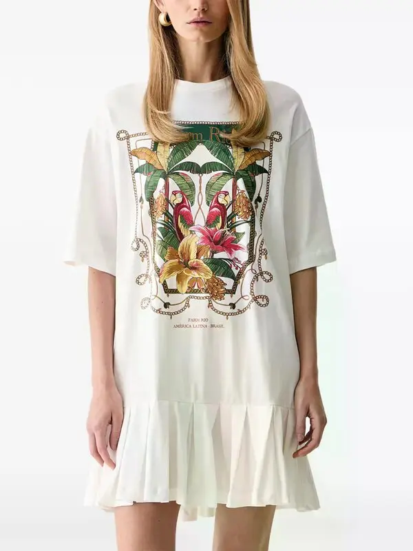 Farm Rio Tropical Royalty Graphic-print Mini Dress - White