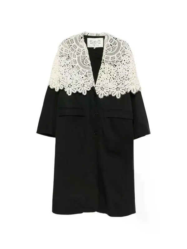 Sea Alina Lace Collar Coat - Black