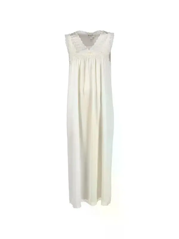 Dior Lace Trim Sleeveless Maxi Dress - White