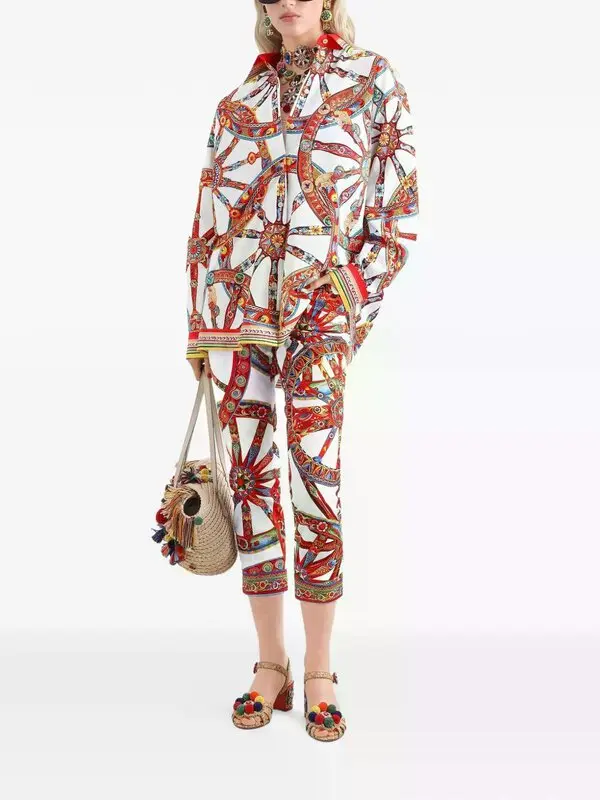 Dolce & Gabbana Carretto-print Poplin Shirt - White