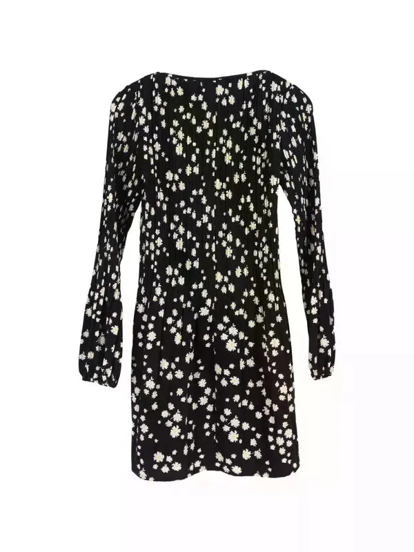 Maje Rockiz Pleated Daisy-print Dress With Long Sleeves