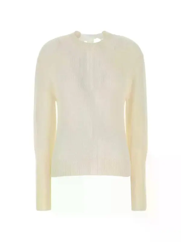 LANVIN Bow-detail Ribbed-cuff Sweater - Neutrals