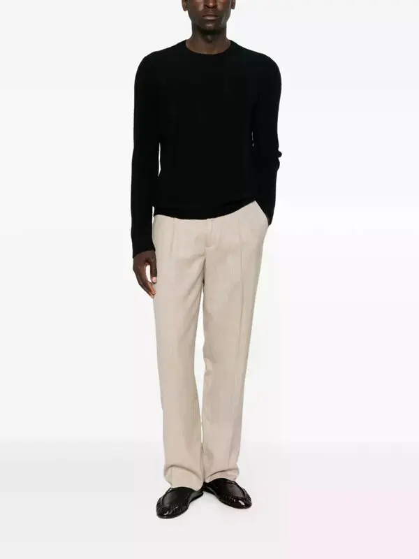 FILERIA Ribbed-trim Crew Neck Sweater - Black