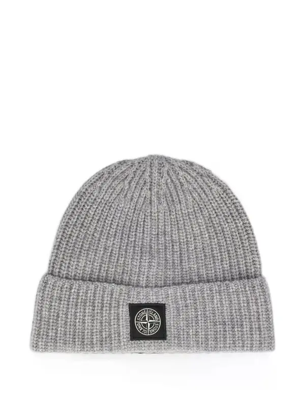 Stone Island Logo-patch Ribbed-knit Beanie Hat
