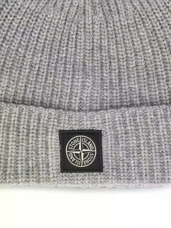 Stone Island Logo-patch Ribbed-knit Beanie Hat