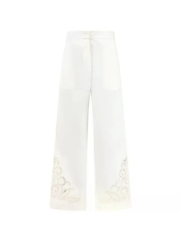 SCARLETT POPPIES Vemoza Embroidered-hem Trousers - White