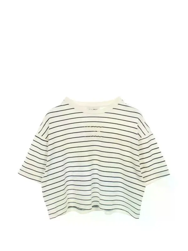 Miu Miu 2010s Logo-patch Cropped T-shirt - Neutrals