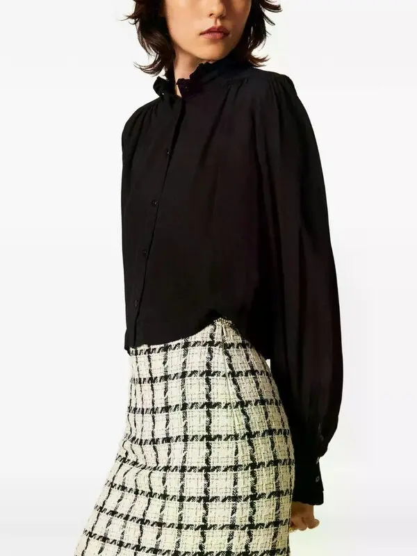 TWINSET Crêpe De Chine Cropped Shirt - Black