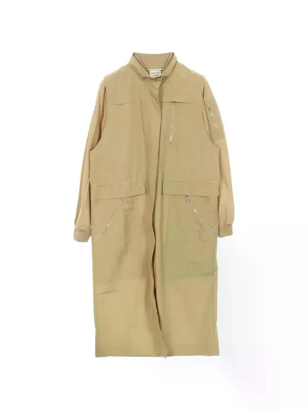 Hermès Beige Nylon Zip Up Button Detailed Coat - Neutrals