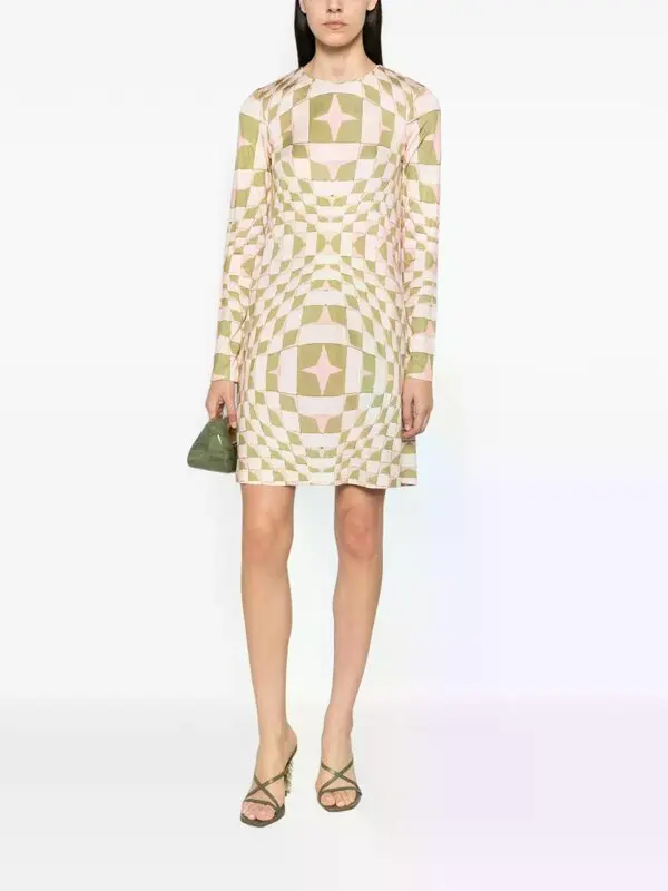 La DoubleJ Geometric Print Long Sleeve Midi Dress