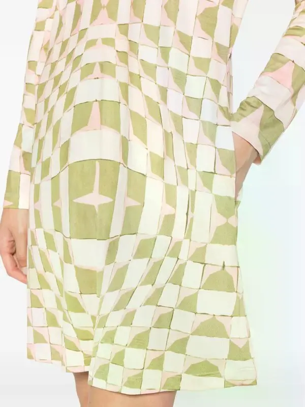 La DoubleJ Geometric Print Long Sleeve Midi Dress
