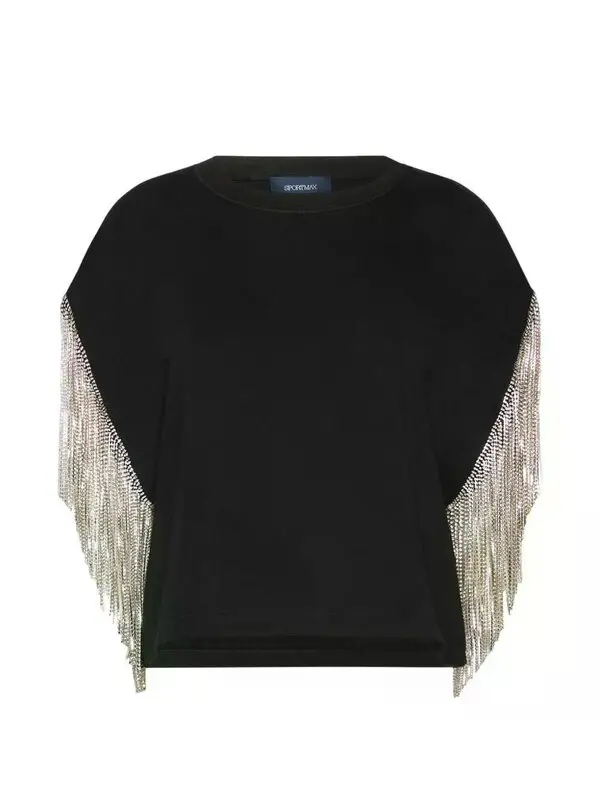 Sportmax Rhinestone-fringe Boxy T-shirt - Black