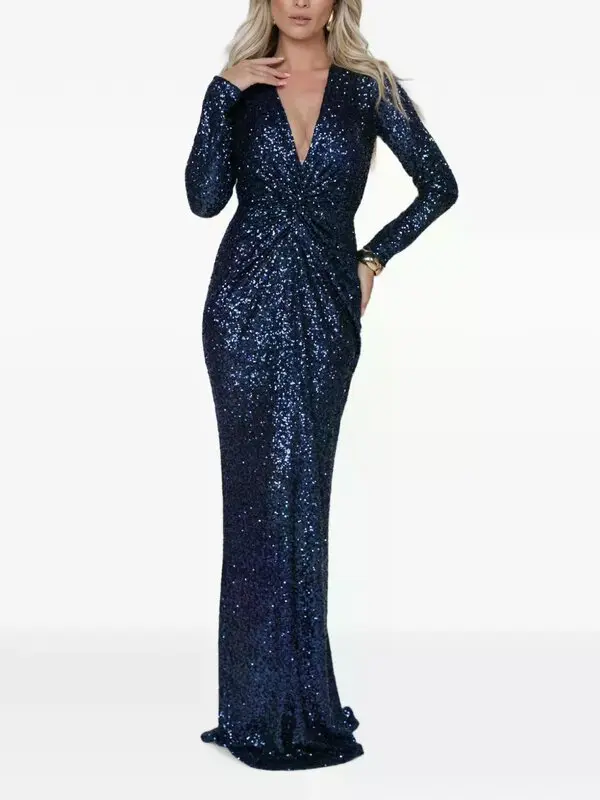 ROSERRY Sequin-embellished V-neck Dress