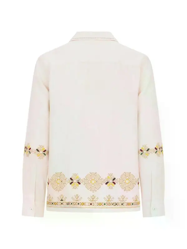 BAZISZT Roses Flower-embroidered Long-sleeve Shirt