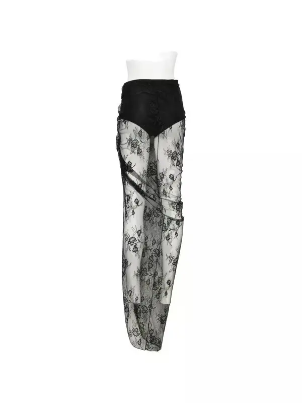 Patrizia Pepe Asymmetric Lace Maxi Skirt - Black